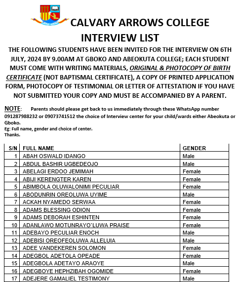 CAC | Calvary Arrows College